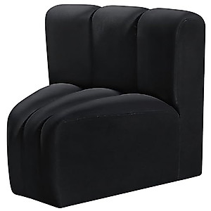 Meridian Furniture 103Black-CC Arc Collection Modern | Contemporary Curved Corner with Soft Black Velvet, Channel Tufting, Modular for Limitless Configurations, 33" W x 31" D x 30" H, Black
