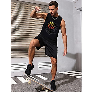 Mens Tank Top Mens Tank Tops Graphic Sleeveless Shirts Beach Coconut Tree Workout Gym Mens Muscle Tanks for Summer Vacation Tropical Tank Tops for Men Black XX-Large