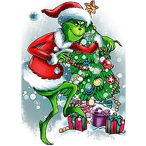 YSUNETER Christmas Diamond Painting Kits for Adults - Grinch Diamond Art Kits for Adults Beginner, DIY Full Drill Diamond Dots Paintings with Diamonds Gem Art and Crafts for Adults Home Wall Decor