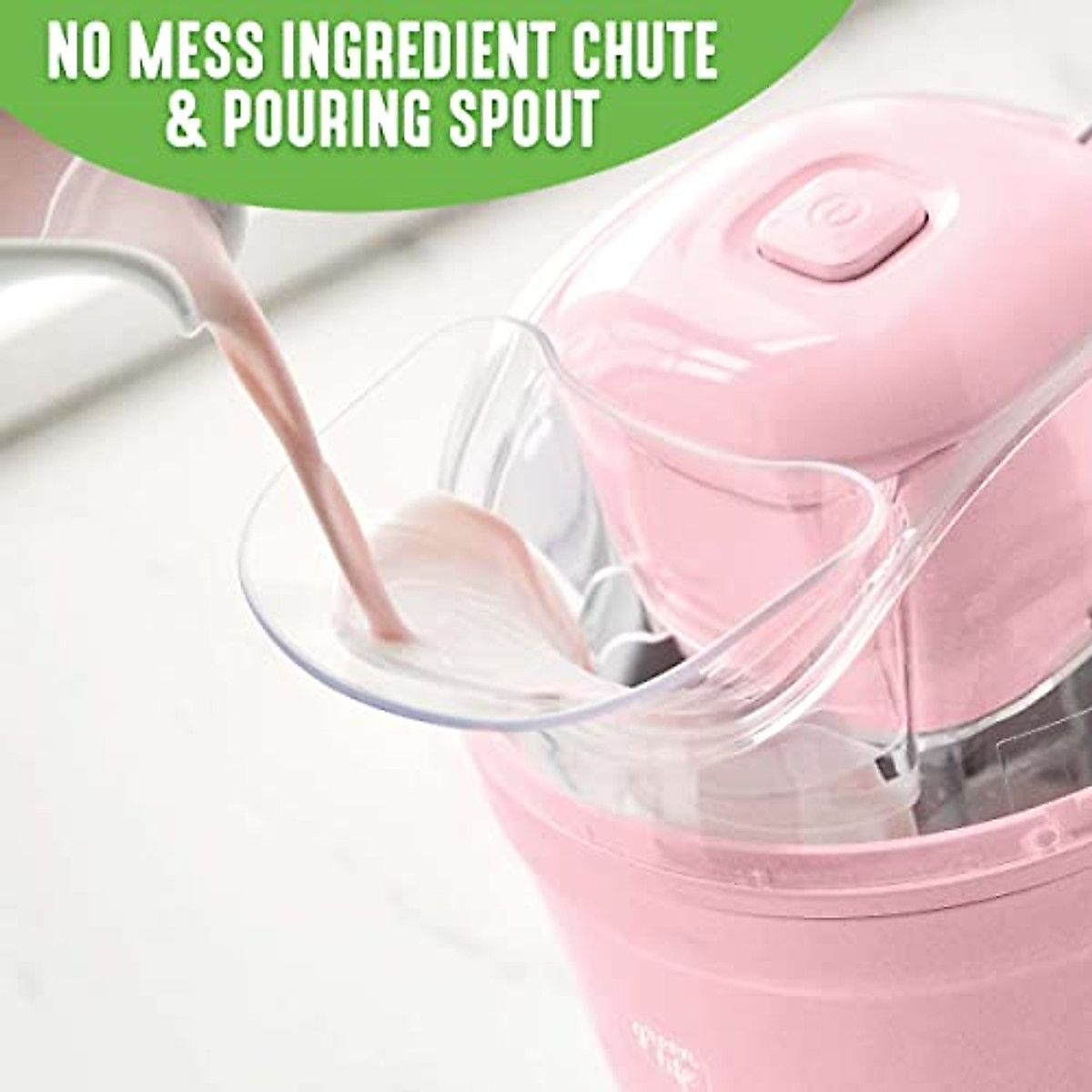 GreenLife 1.5QT Electric Ice Cream, Frozen Yogurt and Sorbet Maker with Mixing Paddle, Dishwasher Safe Parts, Easy one Switch, BPA-Free, Pink