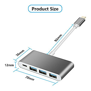 USB C hub HDMI Adapter, 4 in 1 Type C hub, 100W Power Supply, USB3.0 * 3+Type-C Interface, Suitable for MacBook Air, MacBook Pro, XPS, etc.