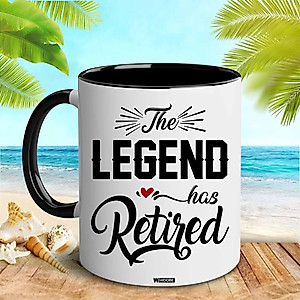 WHIDOBE Retirement Gifts Retirement Mug Retired Mug The Legend Has Retired Mug for Women Men Dad Mom Retired Calendar Mug Coworkers Office Family Idea Her Mothers Fathers Day Birthday Christmas