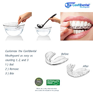 The ConfiDental - Pack of 5 Moldable Mouth Guard for Teeth Grinding Clenching Bruxism, Sport Athletic, Whitening Tray, Including 3 Regular and 2 Heavy Duty Guard (3 (lll) Regular 2 (II) Heavy Duty)