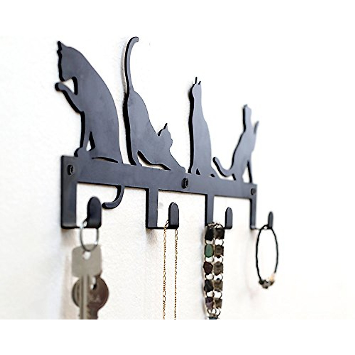 Stur-De Key Holder for Wall - Rustic Key Hooks for Wall for Hanging Accessories, Key Hanger for Wall for Farmhouse-Style Homes - Iron Wall Key Holder, Cats Key Rack for Wall - 14.75 x 5.5 x 1 Inches