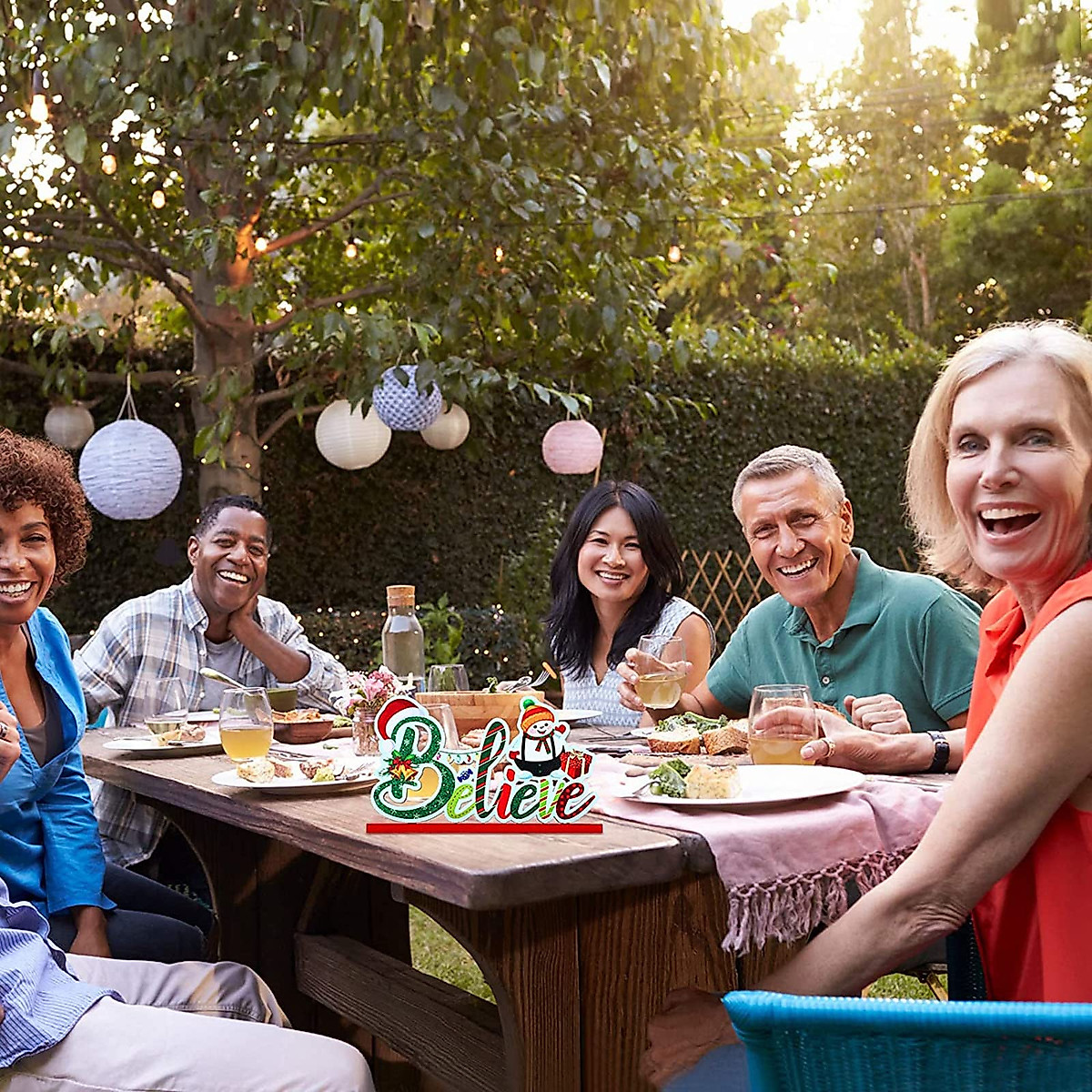 Blulu 3 Christmas Decorations Indoor Christmas Centerpieces for Tables Merry Christmas Tabletop Wooden Sign Snowman Farmhouse Centerpieces for Christmas Xmas Holiday Party Indoor Decor(Chic Style)