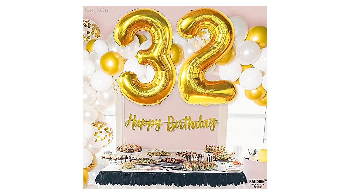 Get Giant 40" Gold 32 Balloons for 32nd Birthday Decor