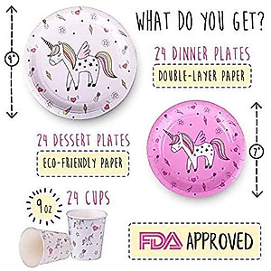 Spoleto Group Unicorn Party Supplies, Birthday Party Supplies and Decorations, Happy Birthday Banner, Serves 24 Guests