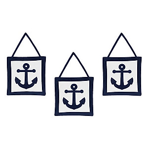 Sweet Jojo Designs Anchors Away Nautical Navy and White Boys Baby Bedding 11 Piece Crib Set