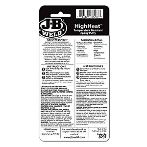 J-B Weld 8297 HighHeat 500 Degree Epoxy Putty Stick - 2 oz. , Grey