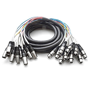 Seismic Audio - 12 Channel XLR Snake Cable - 15 Feet Long - Pro Audio Snake for Live Live, Recording, Studios, and Gigs - Patch, Amp, Mixer, Audio Interface 5'