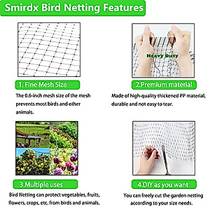 Thicken Garden Mesh Netting with 50 Pack Zip Ties, 7 x 100 FT Black Bird Netting for Garden Protect, Fruit Tree Netting Garden, Trellis Netting Plant Cover for Plant Flower Vegetable Health Growing