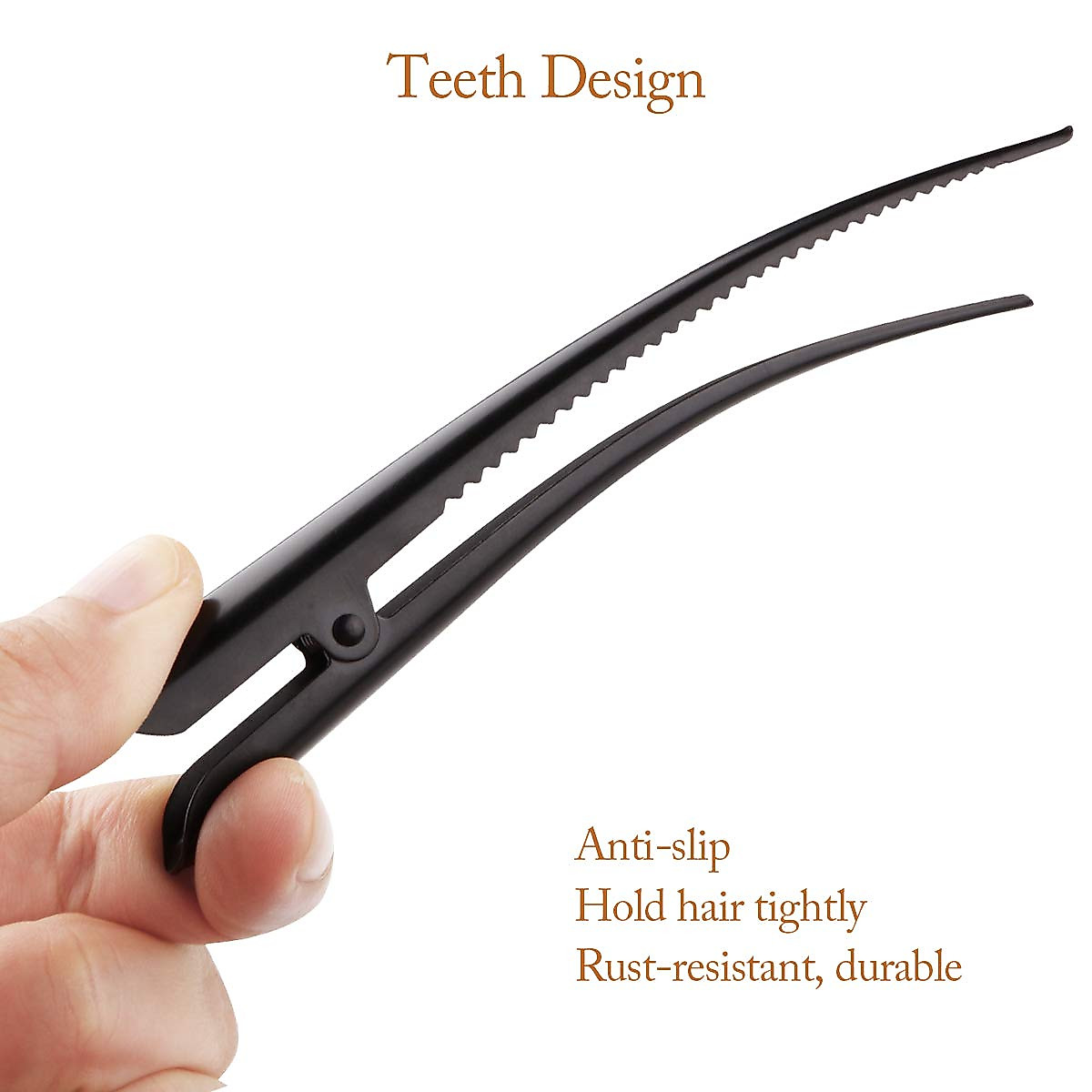 Large Long Alligator Hair Clips for Styling Salon Sectioning, GLAMFIELDS 5 inch Rust-Proof Durable Non-Slip Duckbill Metal Clips for Women Thick and Thin Hair (6 Pack) Black