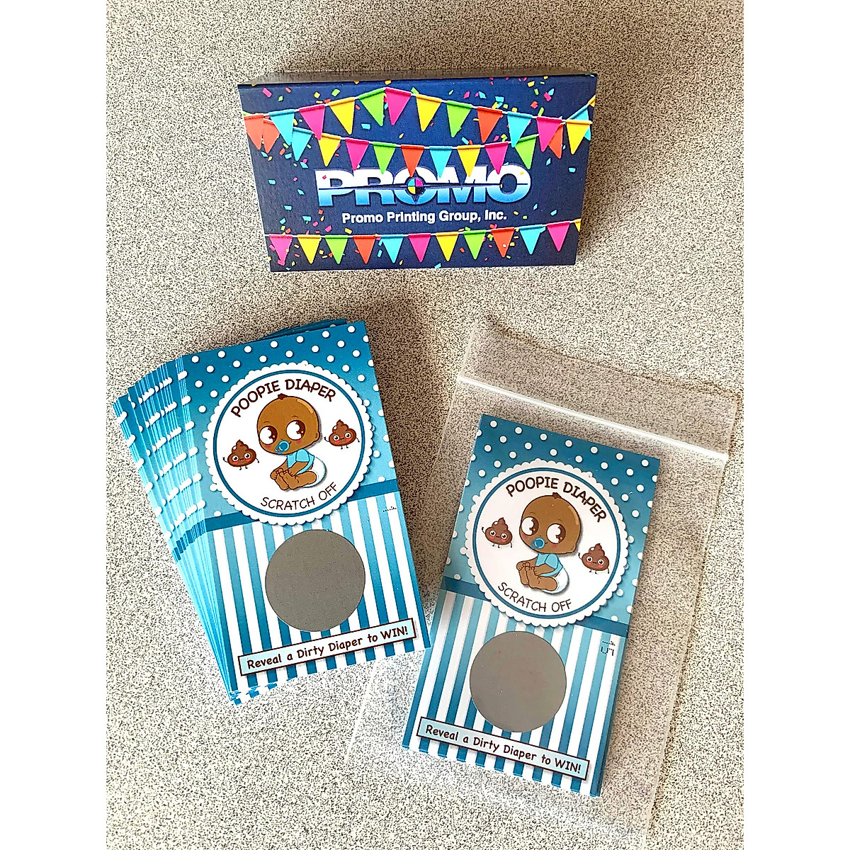 Poopie Diaper Boys Baby Shower Scratch Off Cards 1 - (30 Cards) - Baby Shower Game Scratch Off Tickets - Baby Shower Raffle Tickets - Baby Shower Door Prize - Scratch & Win for Boys Baby Shower