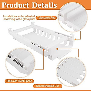 Refrigerator Organizer Bins, Refrigerator Freezer Bag Storage Rail Rack with 20 Pack Reusable Sealed Bags and Deicing Shovel, Fridge Drawer Storage Organizer for Fruits Vegetable Food Fresh-keeping