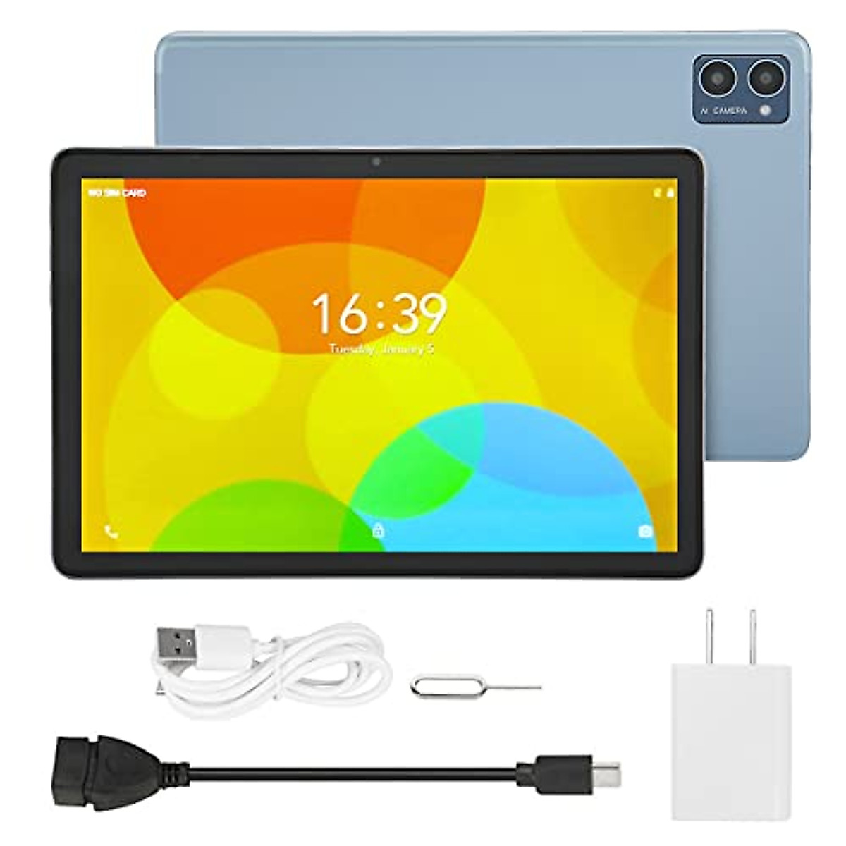 Rosvola 10.1 Inch Tablet, Type C Charging Dual Speakers US Plug 100-240V Tablet Front 5MP Rear 13MP Octa Core for Entertainment (Light Blue)