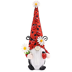 Upltowtme Ladybug Gnomes Ladybug Kitchen Tiered Tray Decor Ladybird Gnomes Plush Swedish Tomte Scandinavian Figurine Spring Summer Farmhouse Household Ornament