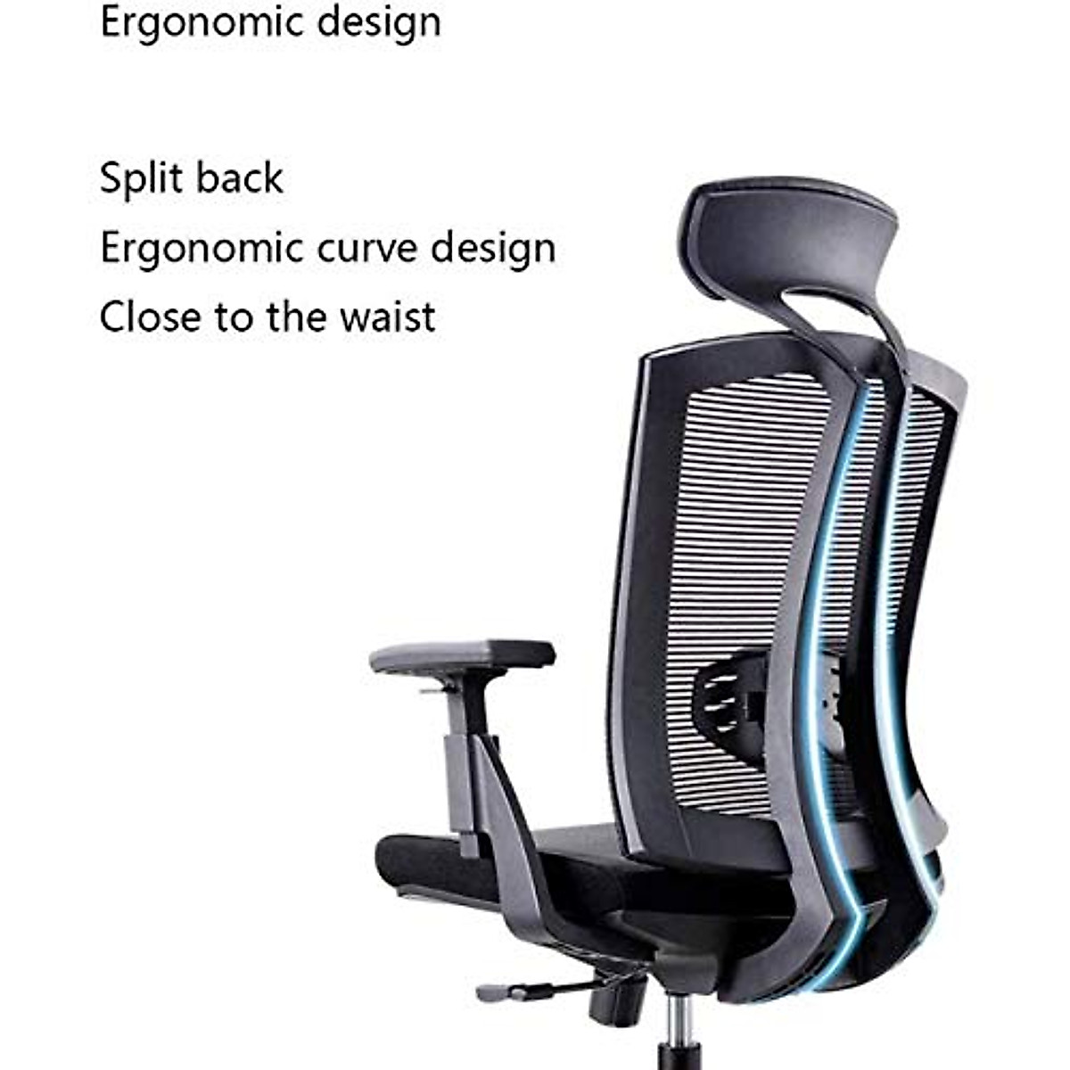 VejiA Office Chair, Breathable Mesh Computer Chair with Ergonomic Adjustable Lumbar Support, Black Swivel Desk Chair with Adjustab
