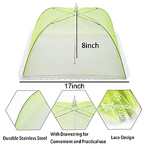 6 Pack Colored Mesh Food Cover Tents by Winknowl, Reusable and Collapsible Large 17" Pop-Up Food Net Protector Umbrella for BBQ, Picnics, Parties, Outdoor
