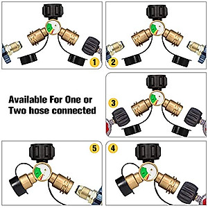 Kohree Propane Splitter, 2 Way Propane Tank Y Splitter Adapter with Gauge, LP Gas Tee Connector Adapter for 20lb Propane Cylinder, BBQ Grill, Gas Burner, Camping Stove, Heater, RV Camper