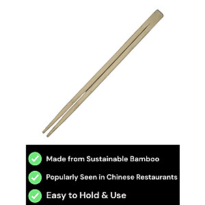 Chinese Bamboo Disposable Chopsticks - Pack of 100 Pairs, 9" long, Has Directions on the Back of Each Pair! Great for Everyone and Food Service Customers!