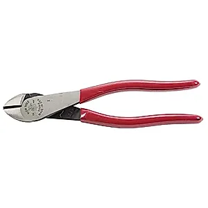 Klein Tools D228-8 Pliers, Made in USA, Diagonal Cutting Pliers with Short Jaw and Beveled Knives, High-Leverage Color-Coded Wire Cutters, 8-Inch