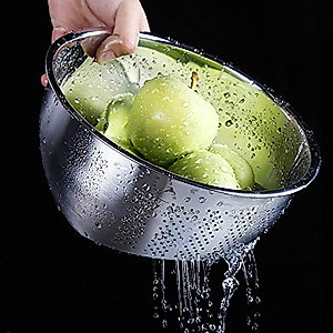 YUDONG Stainless Steel Rice Washing Bowl,With Side Drainer Stainless Steel Large Capacity Fruit Vegetables Practical Washing Bowl Kitchen Supplies Rice Sieve Durable