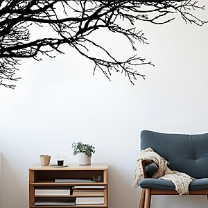 Eersida Large Tree Wall Decal, 6 Sheets Peel and Stick Mural Wallpaper, Tree Style, Black, PVC, Waterproof, Indoor Use, for Home Bedroom Living Room Decor