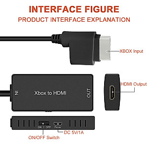 ZUZONG Xbox 360 to HDMI Converter, HD Link Cable for Xbox 360, Xbox 360 to HDMI Support 720P, Compatible with Xbox 360 and Xbox 360 Slim.