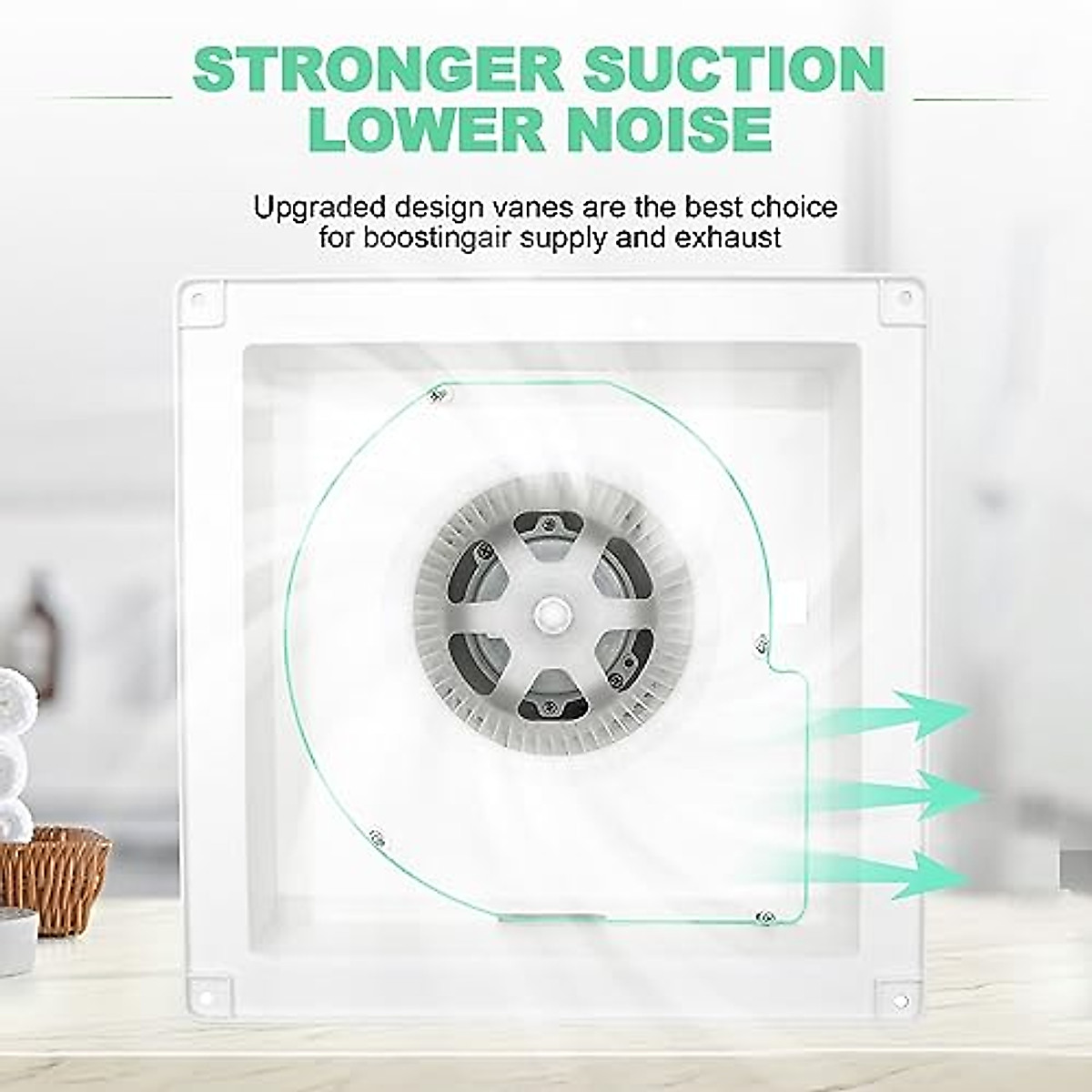 POWERENG Bathroom Exhaust Ventilation with Light,164 CFM 0.7Sones Quiet Ceiling Mount Ventilation Fan,6000K 12W LED,White,110V Vent Fan Ceiling