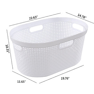 Ponpong 42 L Plastic Laundry Hamper, Plastic Laundry Basket with Cut-Out Handles, 4 Packs