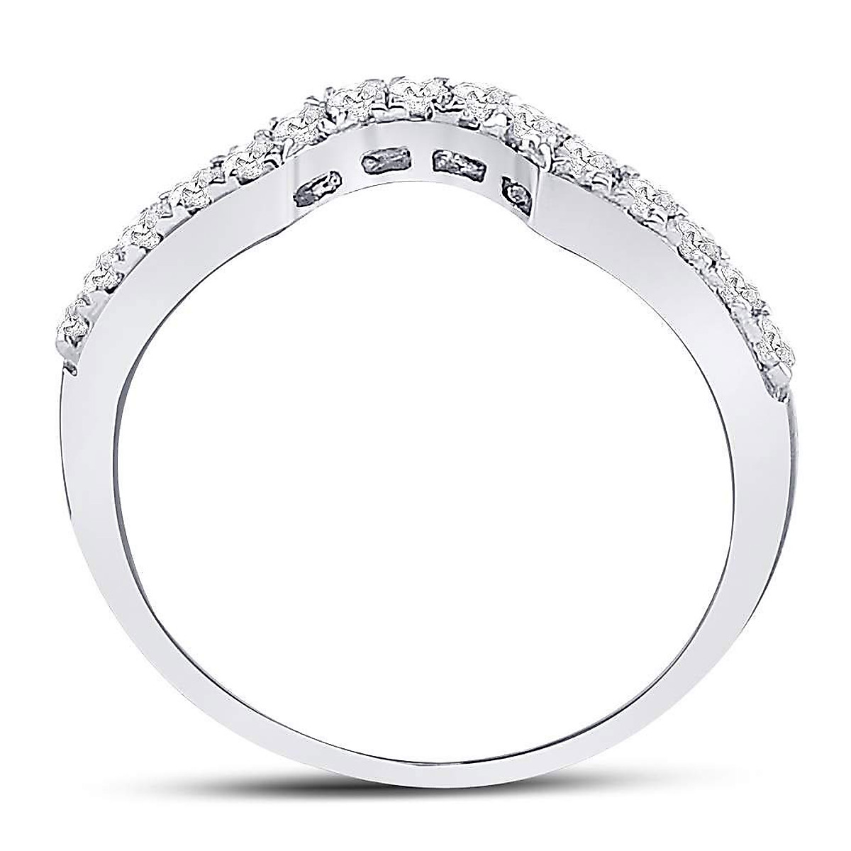 FB Jewels 14K White Gold Womens Round Diamond Curved Wedding Band Ring 1/4 Cttw Size 6