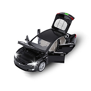 SASBSC Toy Cars Model S Die Cast Metal Model Cars with Door Open Light and Sound Pull Back Car Toys for Boys and Girls 3-12 Years Old