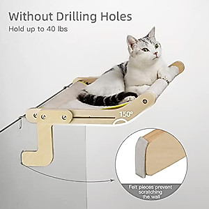 MEWOOFUN Sturdy Cat Window Perch Cat Hammock for Window Cat Window Seat Bed with Reversible Mat No Suction No Drilling Cat Perches Holds Up to 40lbs (Beige)