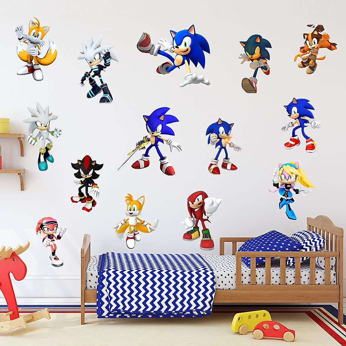 Sonic Wall Sticker Children's Cartoon Bedroom Background Wall Decoration Self-Adhesive Wall Sticker PVC