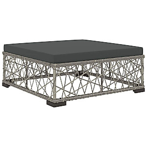 6 Piece Outdoor Patio Furniture Sets with Tea Table and Cushions | PE Rattan Sectional Patio Sofa Set | Patio Sofa Couch Conversation Set | All-Weather Garden Sofa Set | Gray Poly Rattan