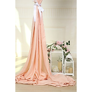 SHERWAY 9.6 Feet x 10 Feet Light Peach Silky Soft Curtain Wedding Backdrop Drapes, Slightly Shiny Satiny Window Curtains for Party Ceremony Decoration