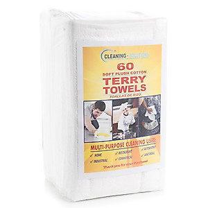 Simpli-Magic 79118 Commercial Grade Soft Plush Cotton Terry Towels, 60-Pack, White
