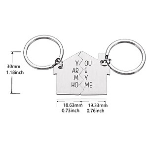 Couples Keychain 2 pcs You Are My Home Keyring for Couples Girlfriend Boyfriend Friend gift (Black(Home))