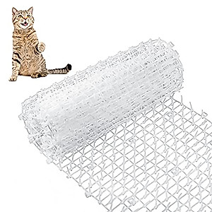 Scat Mat with Spikes Prickle Strips for Cats Dogs Spiked Mat Network Digging Stopper for Garden Fence Outdoor Indoor Keep Pet Dog Cat Off Couch Furniture (79 x 12 Inch, White)