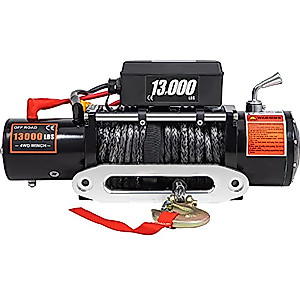 VEVOR Electric Winch 13000lb Load Capacity Truck Winch Compatible with Jeep Truck SUV 65ft/20m Synthetic Rope 12V Power Winch with Wireless Remote Control, Powerful Motor for ATV UTV Off Road Trailer
