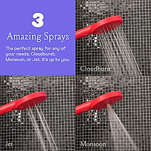 Sproos Handheld Shower Head, High Pressure, 3 Spray Functions Plus Pause, Extra Long 70 Inch Hose, Silicone Nozzles, Black