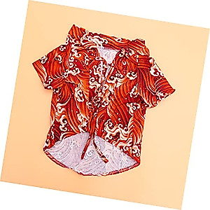 Vest Custume Top Printed Spring Beach Puppy Shirt Pet Clothes Jackets XL Style Coat for Japanese Dog Floral Dogs Creative Cats Summer Size Party Outfits Sleeve Kitten Red Short