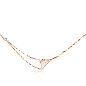 AWNL Women's Pendant Necklace Paper Airplane Necklace with Meteorite Gift for Women