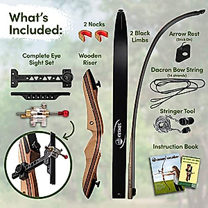 Keshes Takedown Hunting Recurve Bow and Arrow - 62 Archery Bow for Teens and Adults, 15-60lb Draw Weight - Right and Left Handed, Archery Set Bowstring Arrow Rest Stringer Tool Sight
