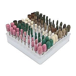 Luo ke 100 Pcs Assorted Shape Polishing Bits Buffing Wheel for Dremel Rotary Drill (Corundum Sand/Sesame/Cowhide/Rubber/Wool)…