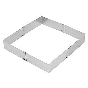 Square Mousse , Stainless Steel Square Cake Ring Square Mousse Ring Retractable Biscuits Cake Pastry Mould Baking Tool (L)