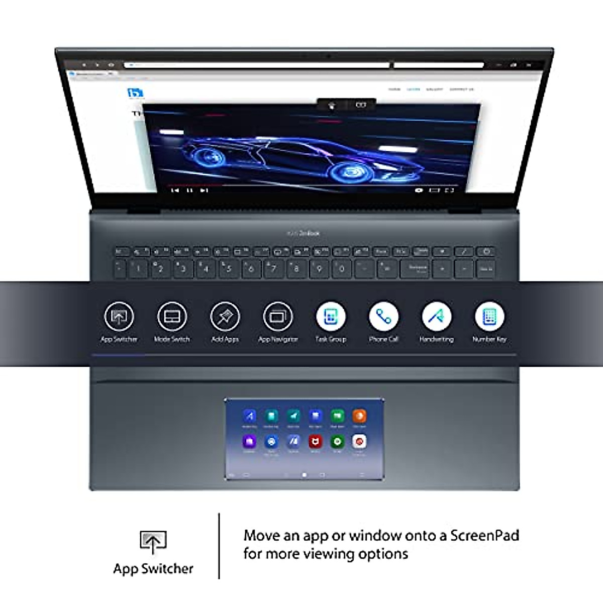 ASUS ZenBook 15 Ultra-Slim Laptop, 15”FHD Touch Display, Intel Core i7-10750H, GeForce GTX 1650 Ti, 16GB RAM, 1TB SSD, Innovative ScreenPad 2.0, Thunderbolt 3, Windows 10 Pro, Pine Grey, UX535LI-XH77T