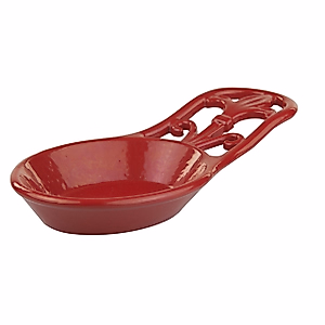 Home Basics Cast Iron Fleur De Lis Spoon Rest (Red)