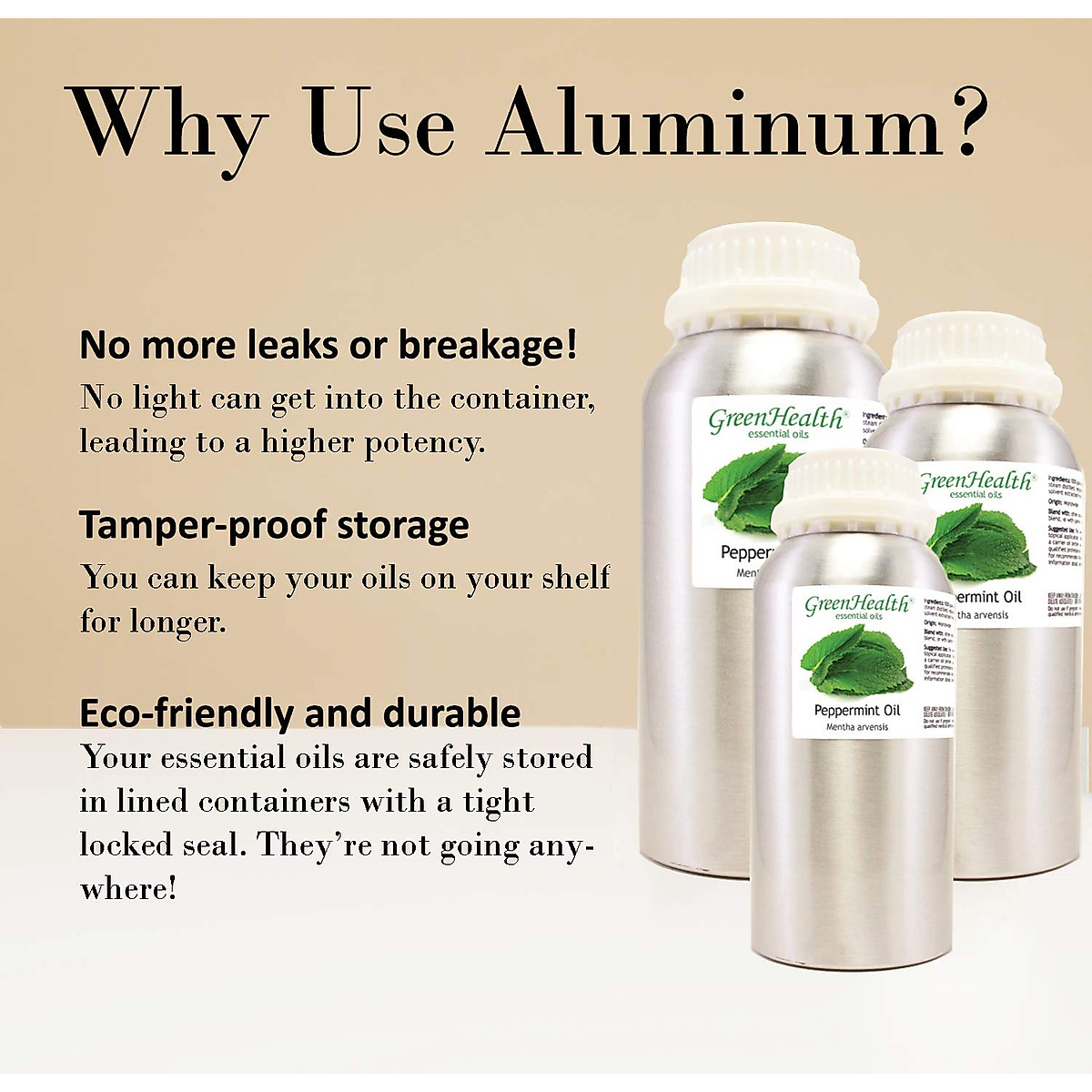 16 fl oz - Peppermint Essential Oil (100% Pure & Uncut), Aluminum Bottle - GreenHealth