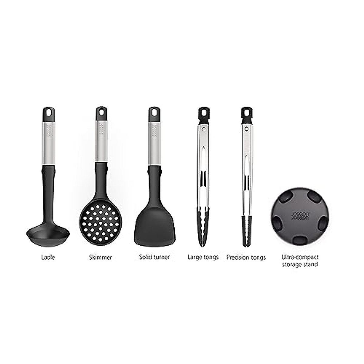 Joseph Joseph Elevate Fusion 5-piece Silicone Utensil Set with Storage Stand, Stainless Steel